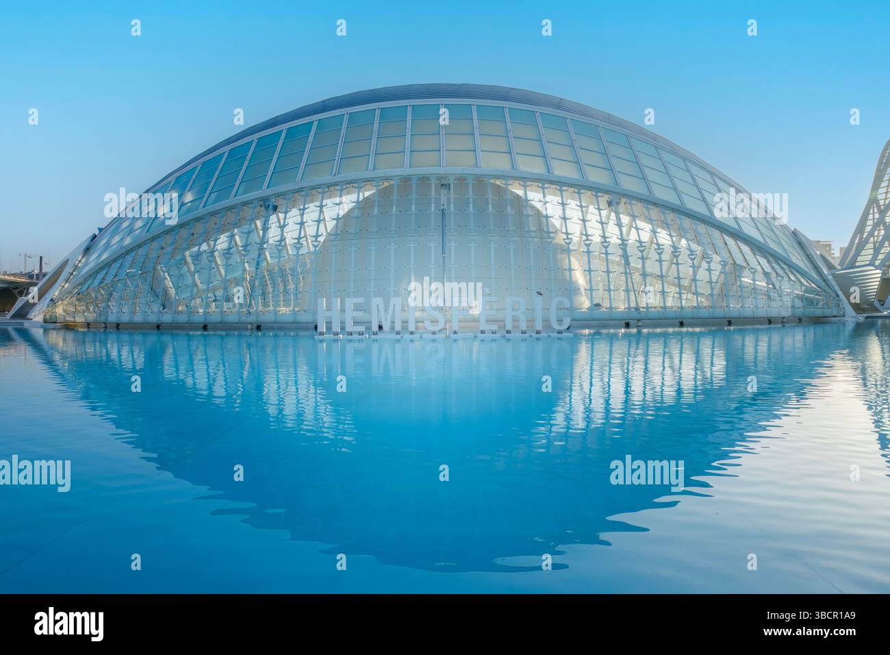 Futuristic Hemispheric Building With Water Reflection in Valencia's ...