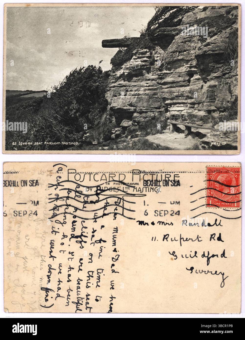 Judges' Postcards 62 LOVERS’ SEAT. FAIRLIGHT. HASTINGS Stock Photo - Alamy