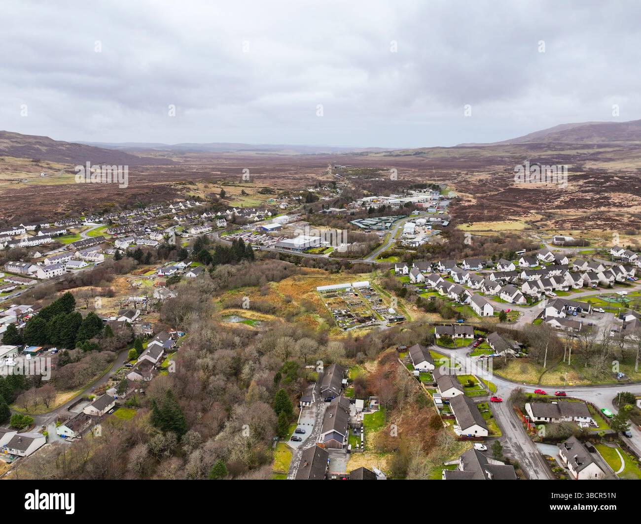 Aerial drone view of Portree Isle of Skye Stock Photo - Alamy