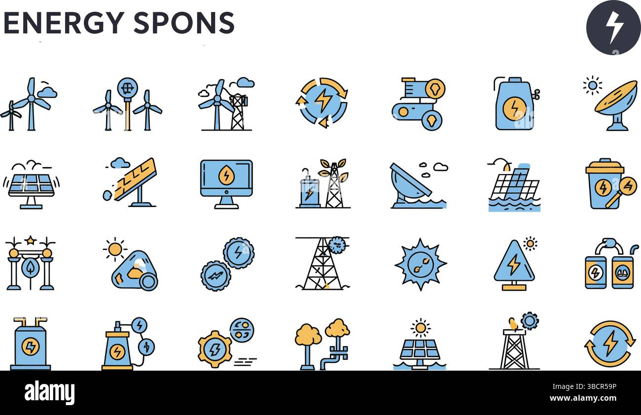 Renewable Energy and Sustainable Power Icons Stock Vector Image & Art ...