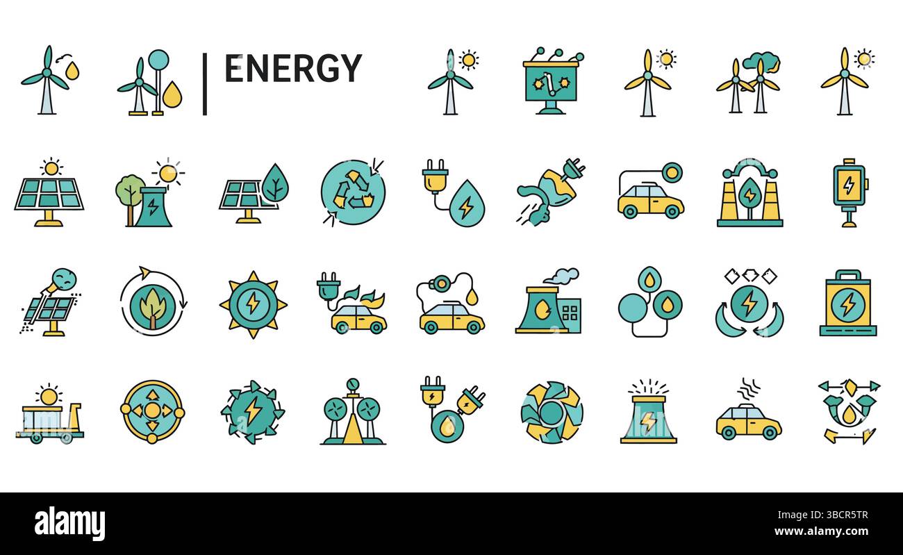 Renewable Energy and Sustainable Power Icons Stock Vector Image & Art ...