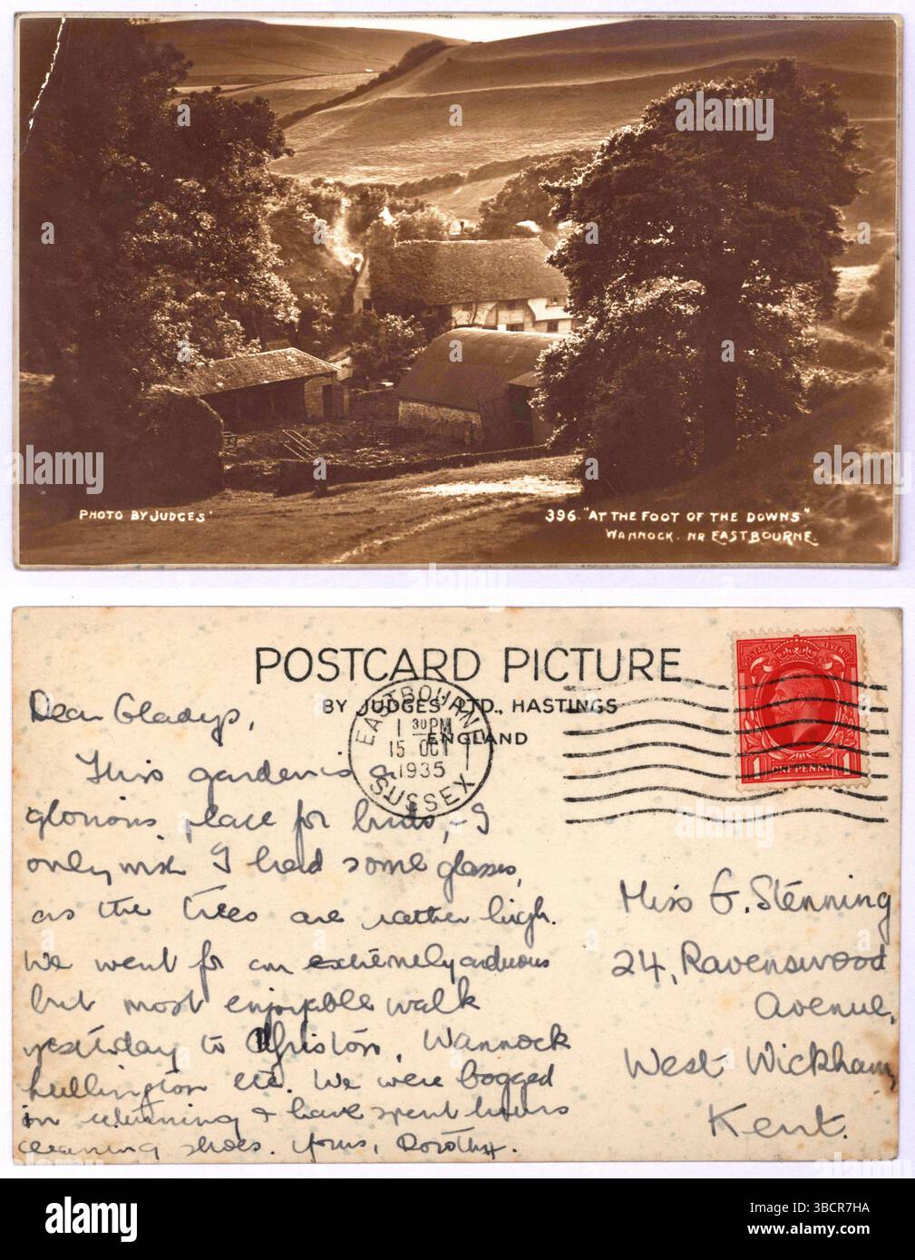 Judges' Postcard 396. “AT THE FOOT OF THE DOWNS” WANNOCK. NR EASTBOURNE ...