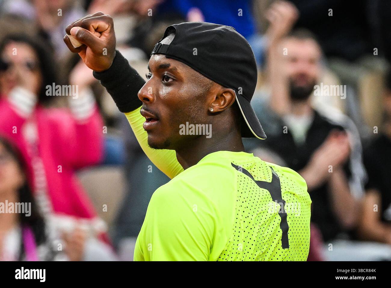 Mathys ERHARD of France celebrates his point during the third ...