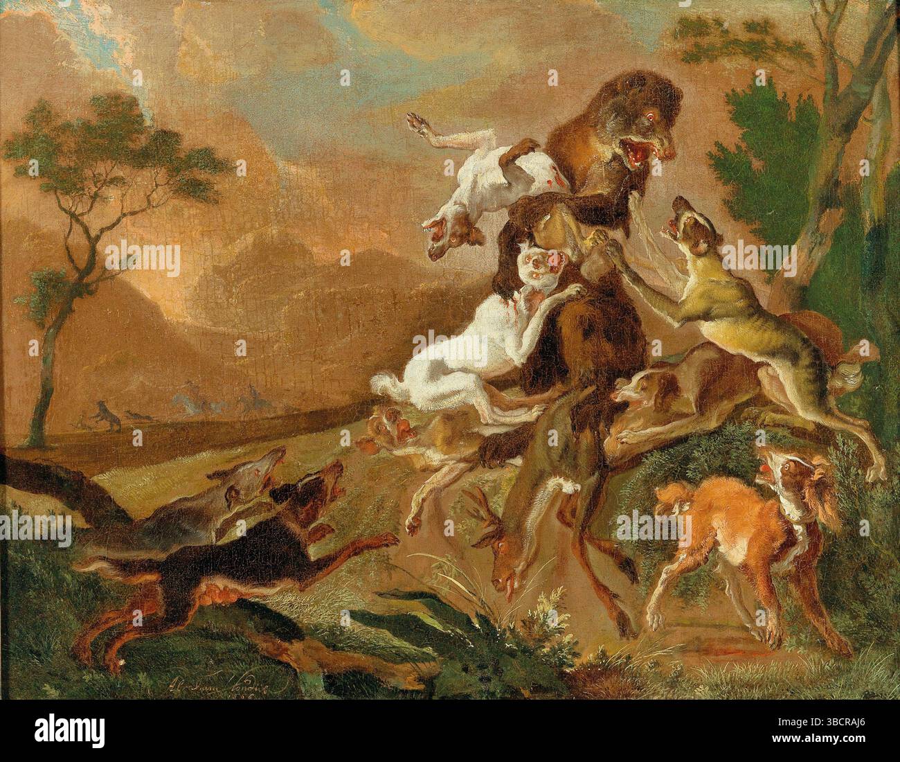 Abraham Hondius - Hounds attacking a bear Stock Photo - Alamy