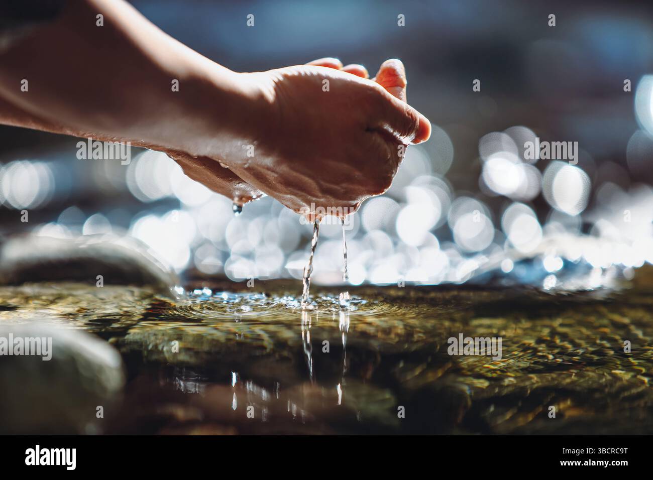 Drink the clear and clean water of the clean stream in your hand, the ...