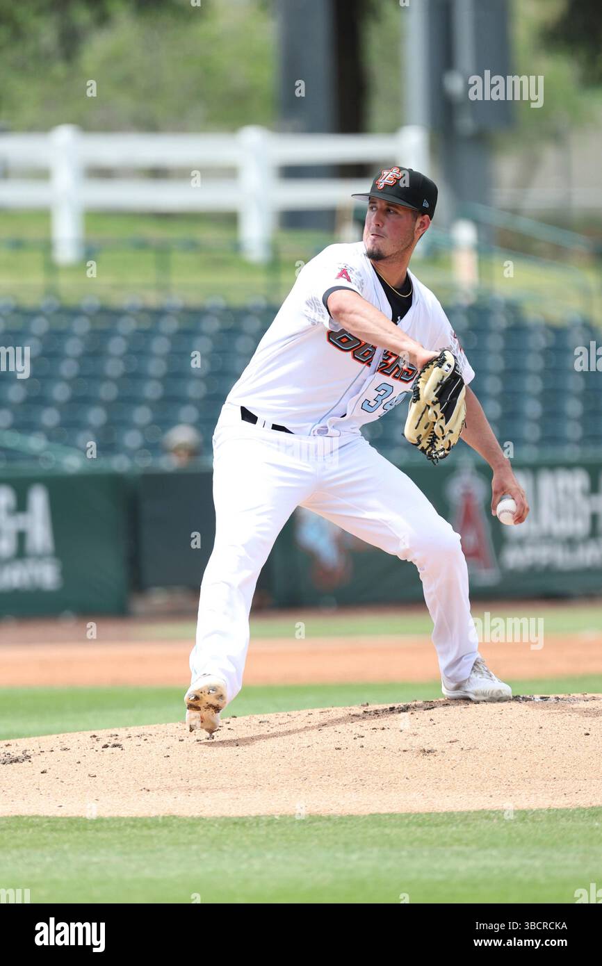 Francis Texido (34) of the Inland Empire 66ers pitches against the ...