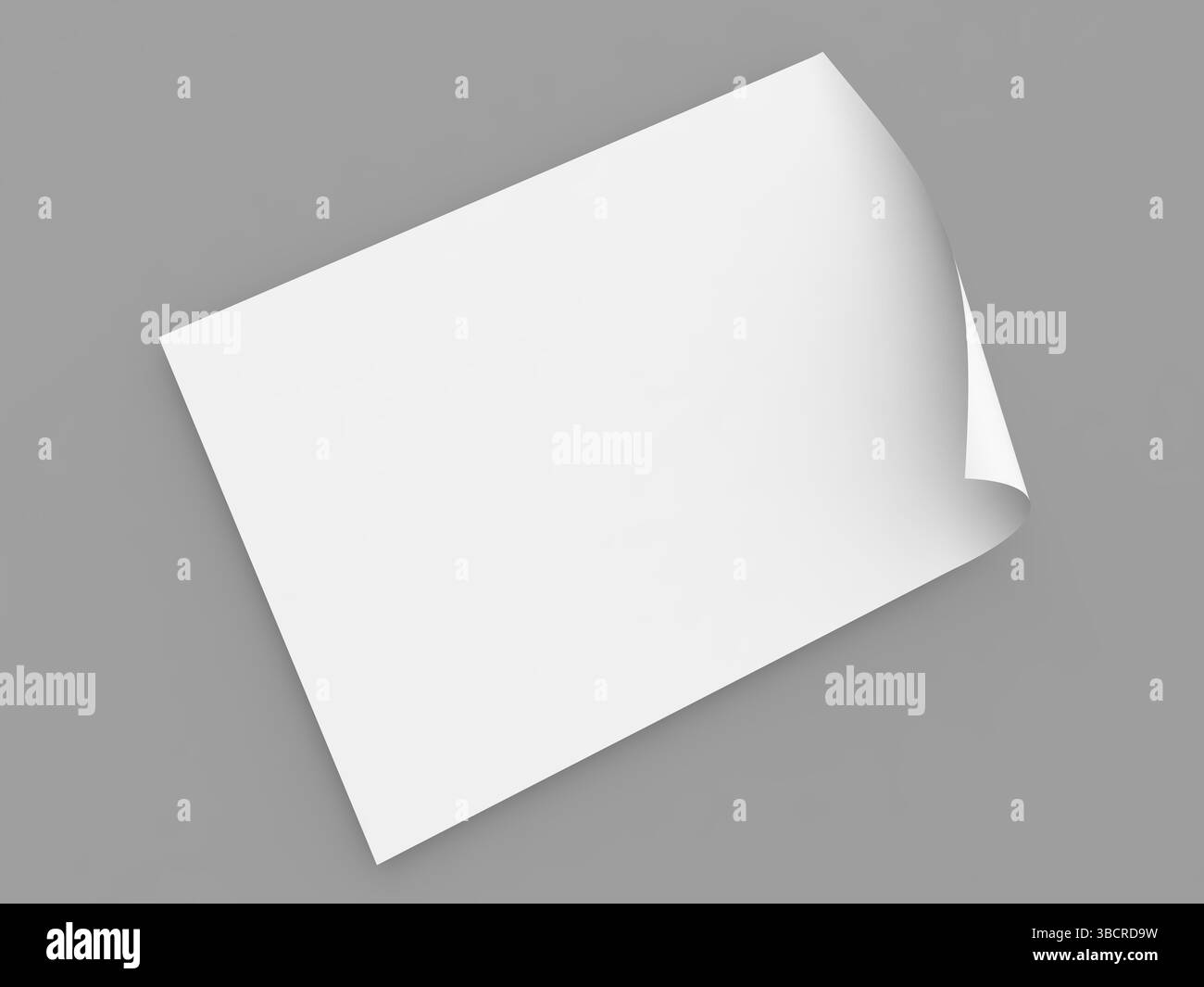 A single sheet of blank white paper lays flat on a gray surface. One ...