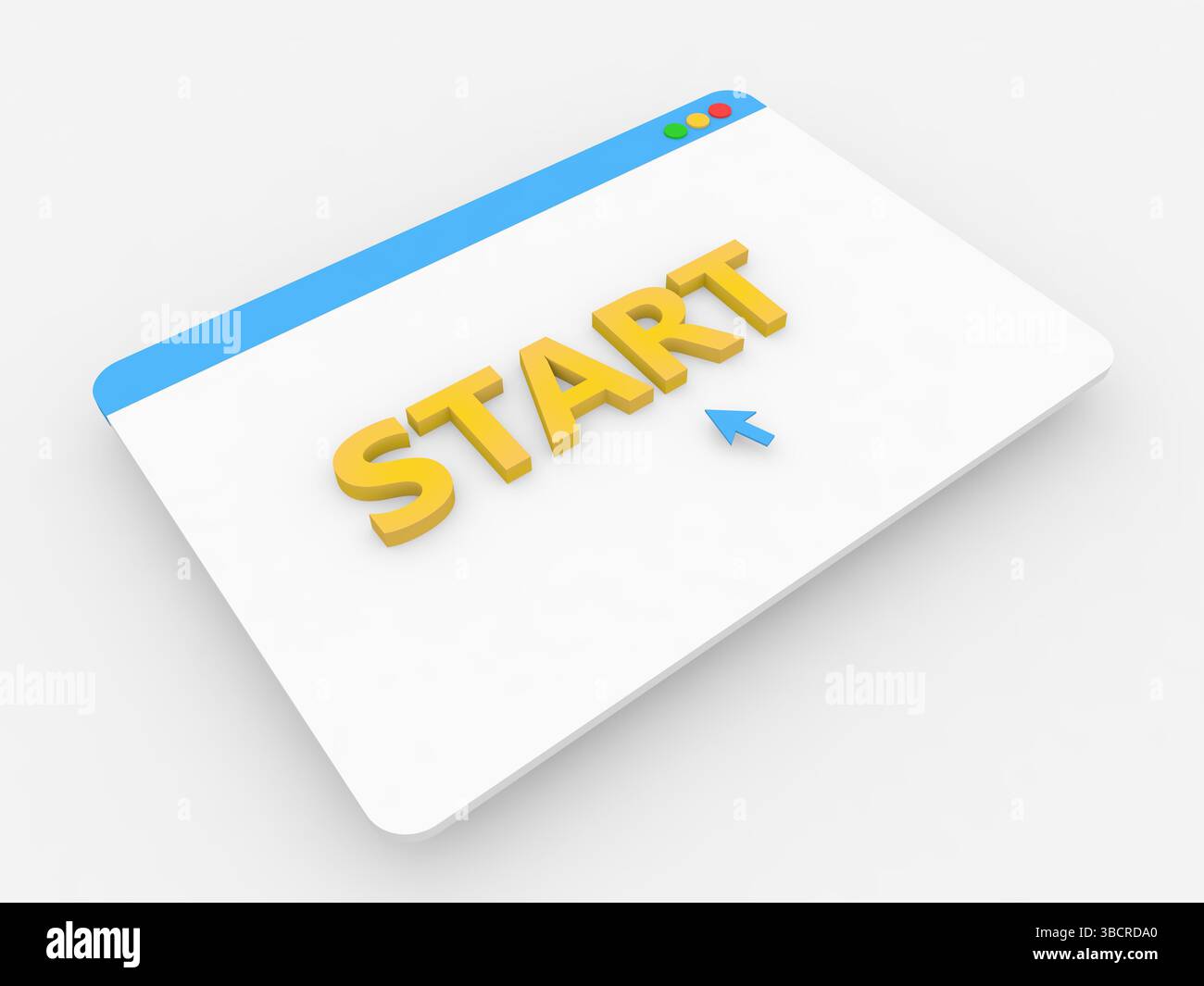 A bright yellow text saying start is displayed prominently in a simple ...