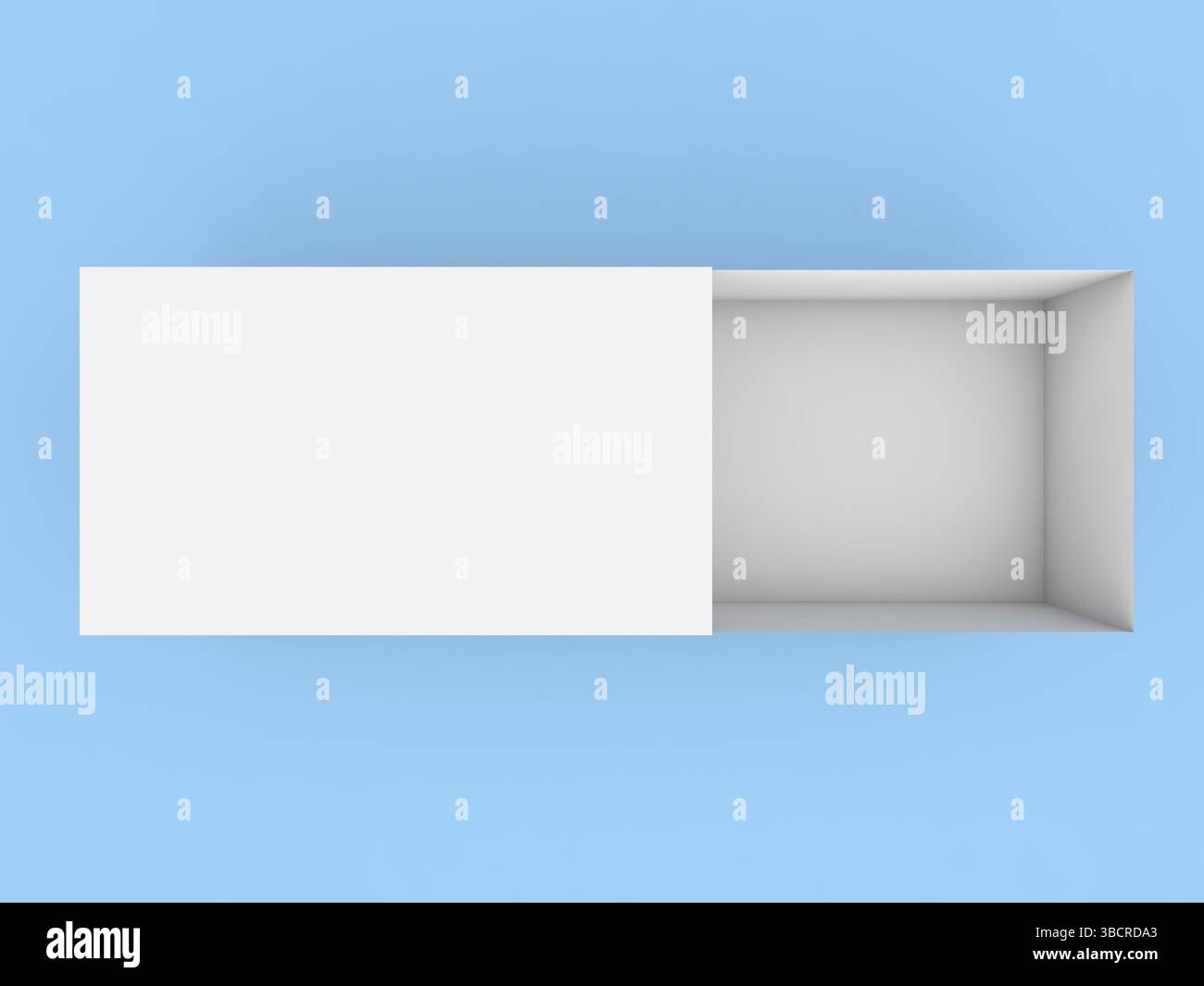 A minimalistic white box is displayed on a light blue background. One ...