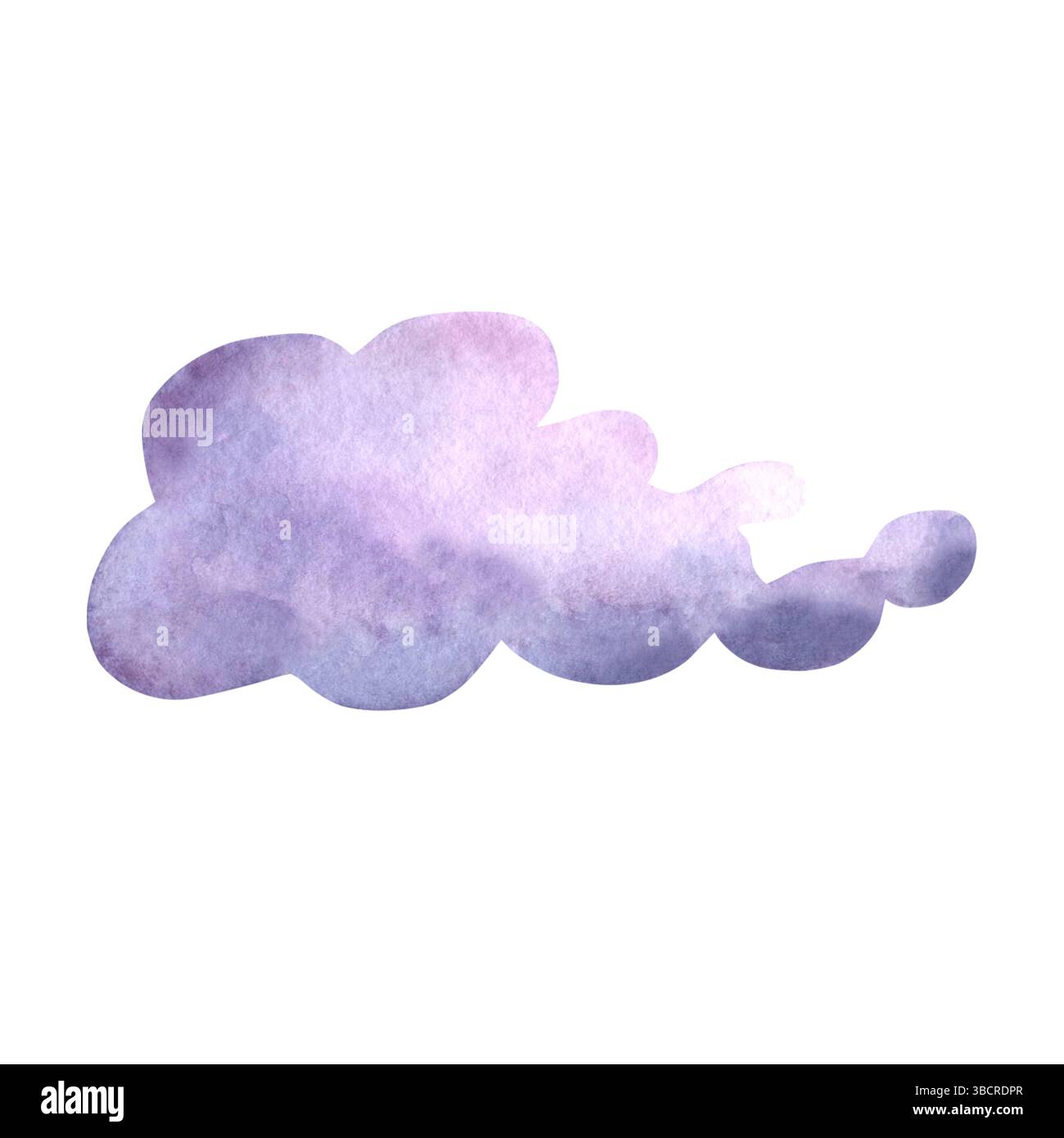 Watercolor nigt cloud isolated. Cute hand drawn illustration of violet ...