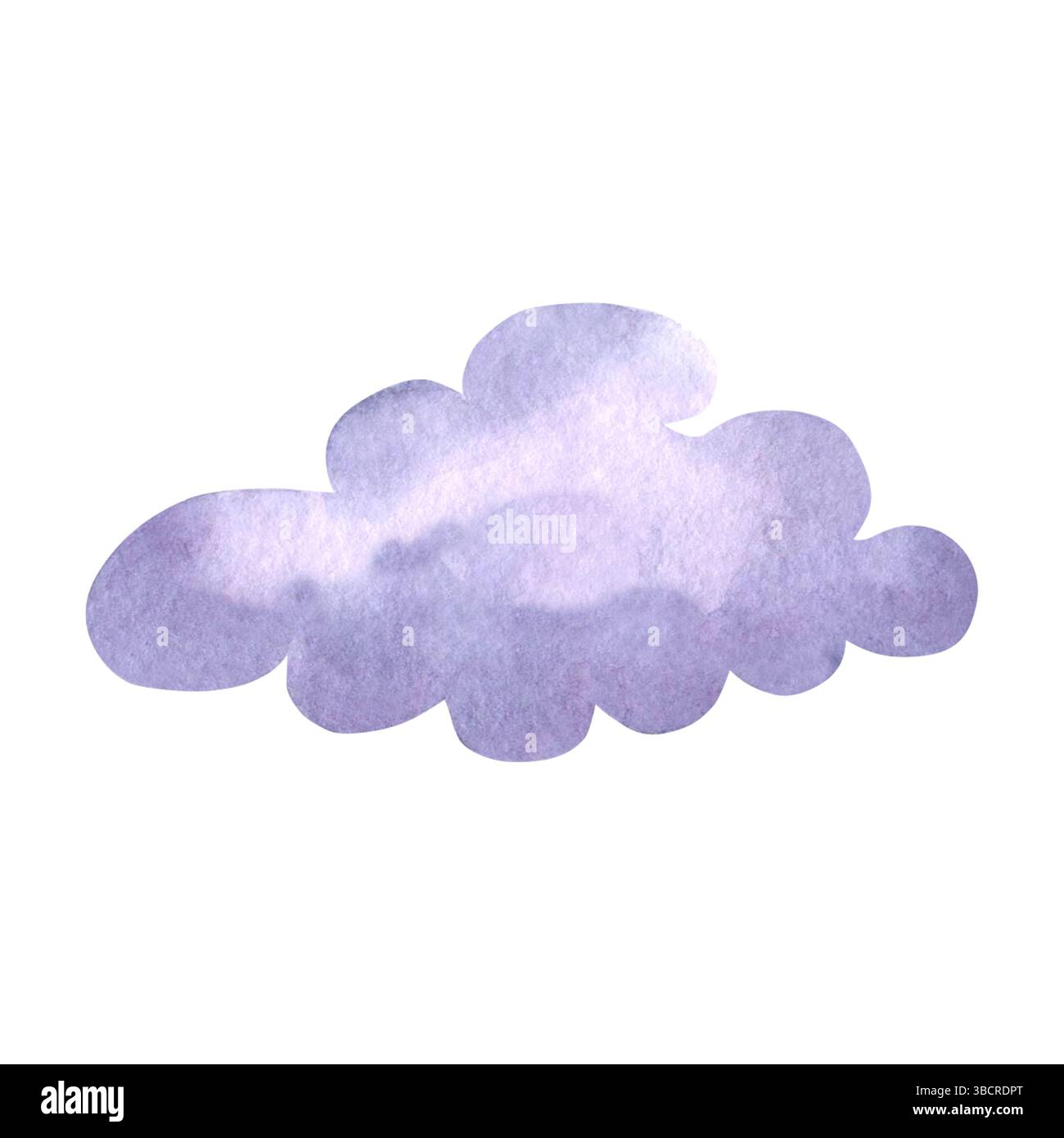 Watercolor nigt cloud isolated. Cute hand drawn illustration of violet ...