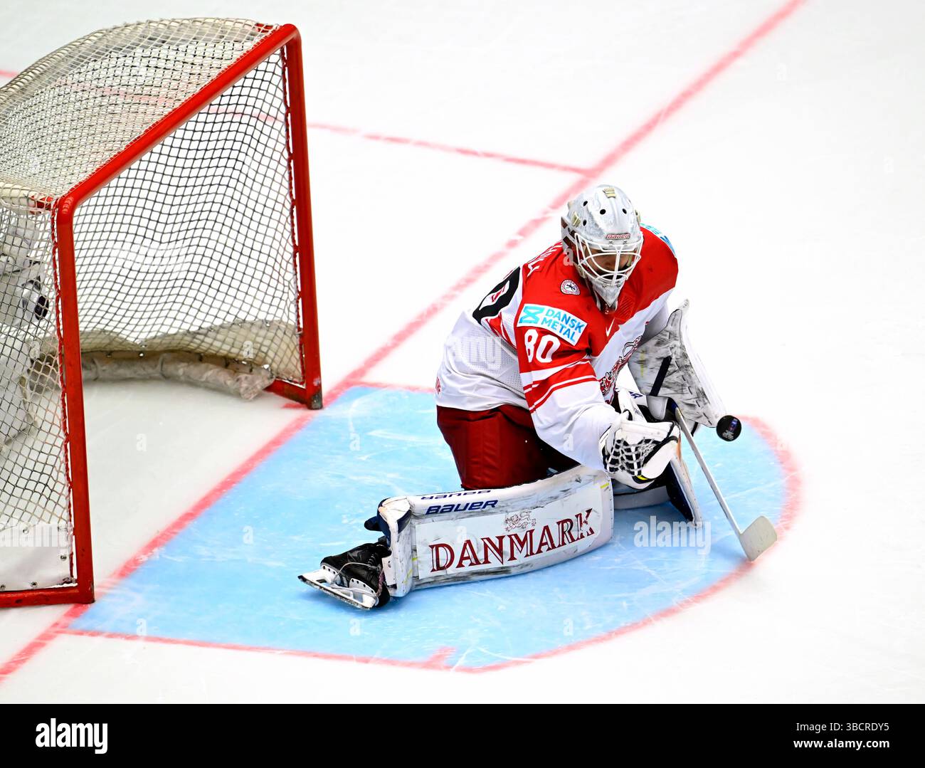 Herning, Denmark. 20th May, 2025. Goalkeeper Frederik Dichow, Denmark saving a penalty in the ...