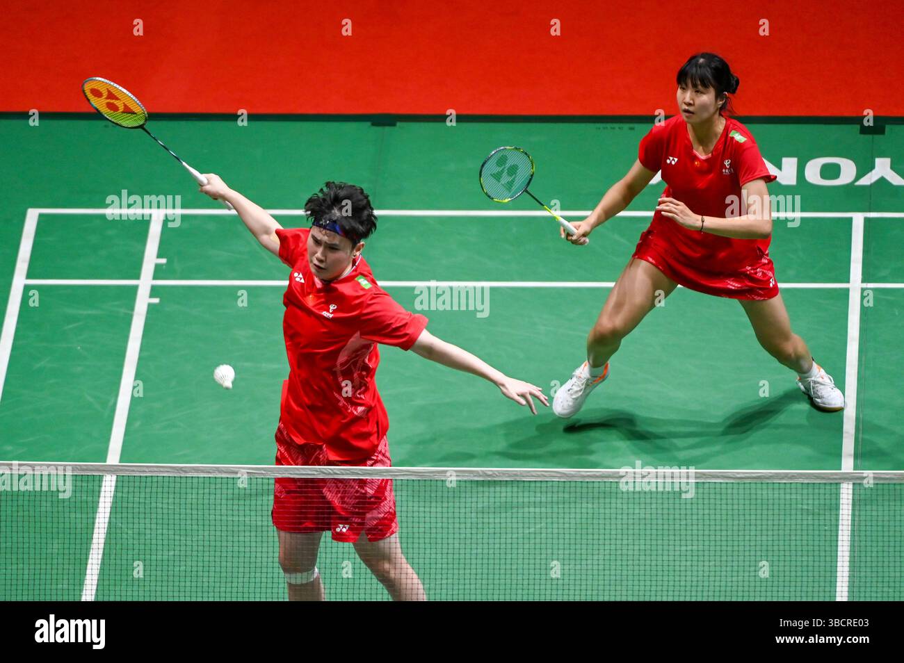 Kuala Lumpur, Malaysia. 21st May, 2025. Li Wenmei (L)/Wang Yiduo of China compete during the ...
