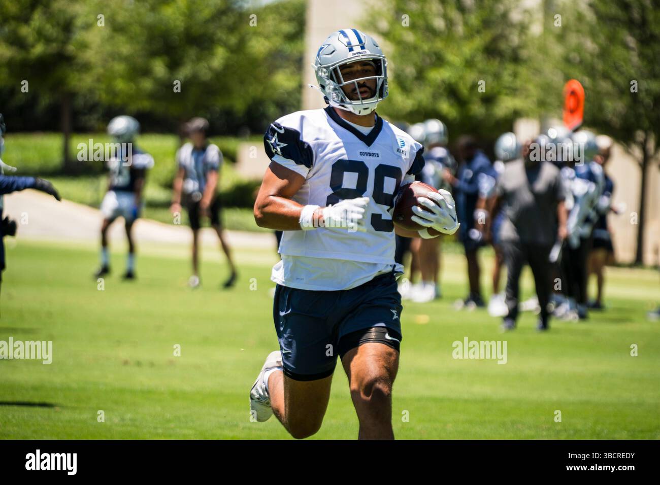 Dallas Cowboys' Brevyn Spann-Ford runs the football during NFL football ...