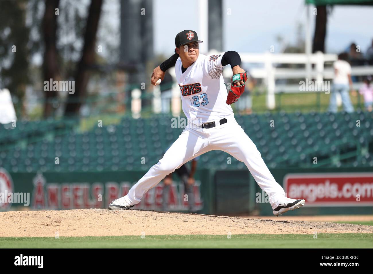 Victor Garcia (23) of the Inland Empire 66ers pitches against the ...