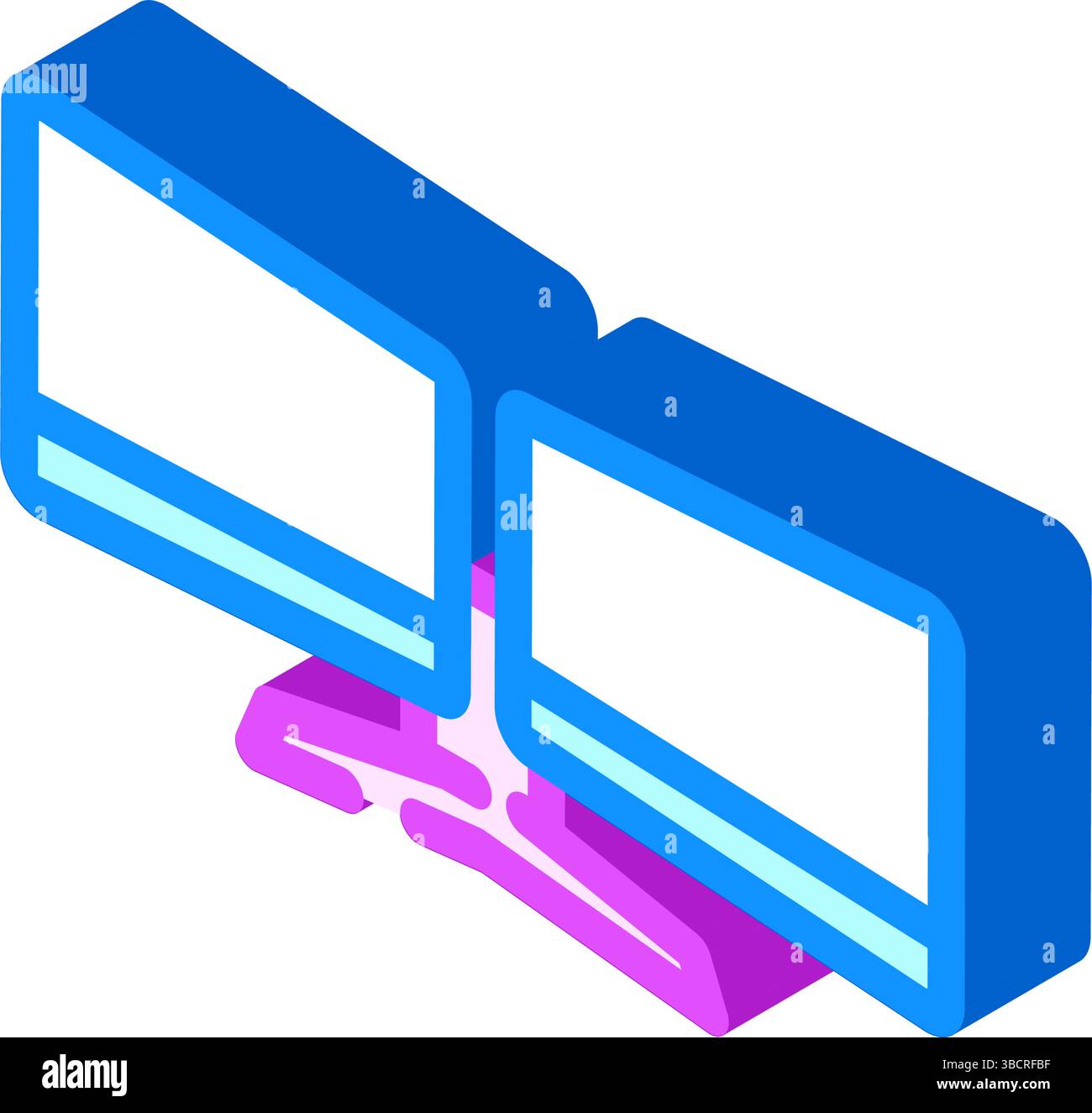 dual monitor setup gaming pc isometric icon vector illustration Stock ...