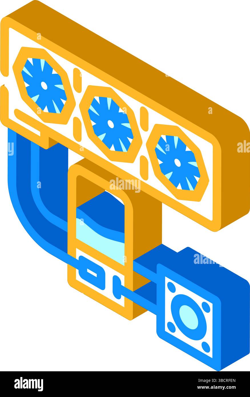 liquid cooling system gaming pc isometric icon vector illustration ...