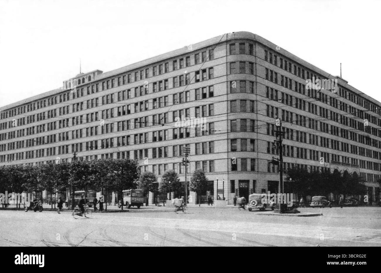 Vintage photo of Marunouchi Building in front of Tokyo Station, Japan ...