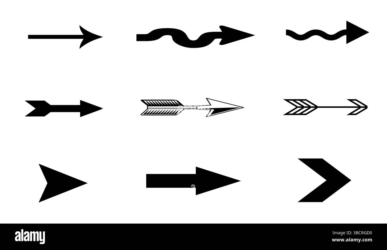 Handmade Arrow Icons Collection – 9 Unique Arrow Designs – Black on ...