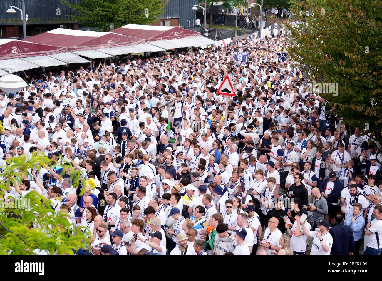 Tottenham Hotspur fans at the Ametzola Park fan zone in Bilbao before ...