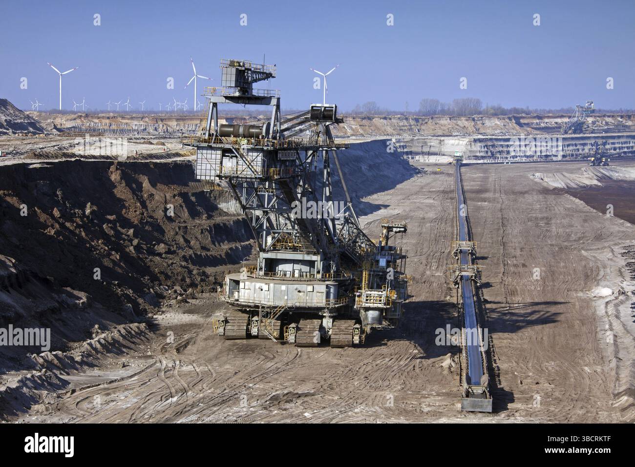 Brown coal, lignite being extracted by huge bucket-wheel excavators at ...