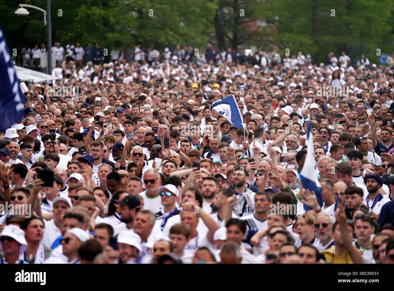 Tottenham Hotspur fans at the Ametzola Park fan zone in Bilbao before ...