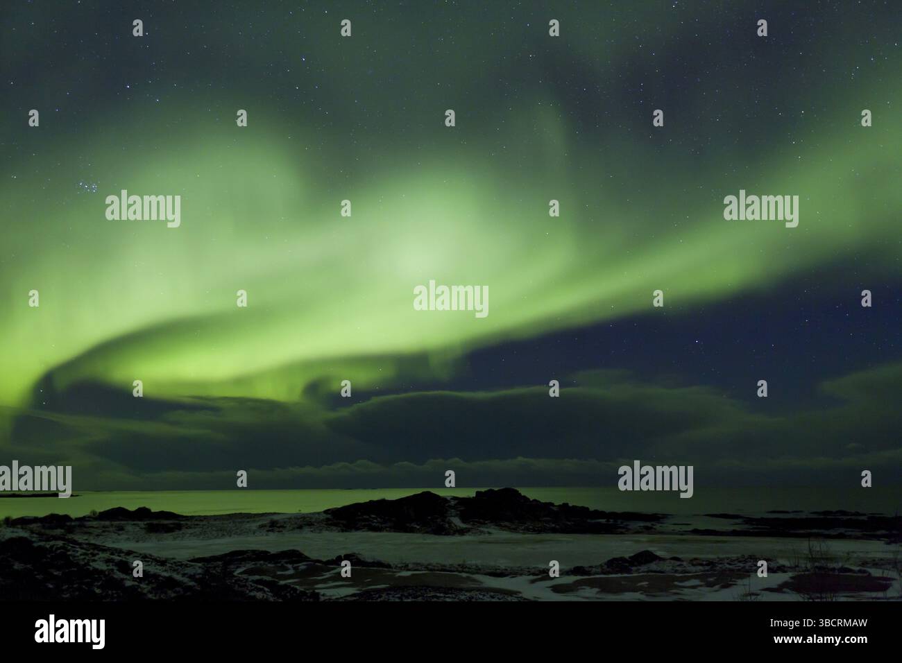 Northern Lights, Aurora borealis, spectacular weather phenomenon showing natural light display ...