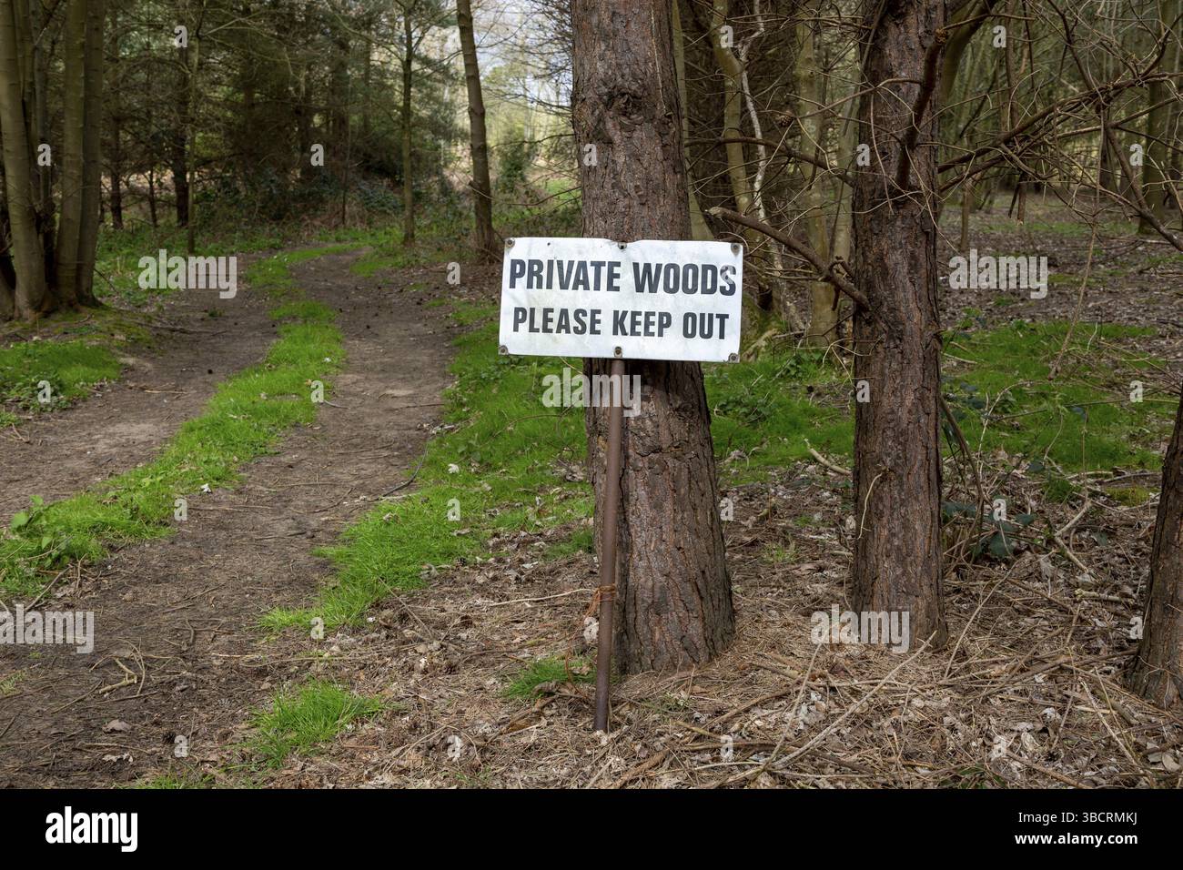 Sign keep out private woods Sutton, Suffolk, England, Uk Stock Photo ...
