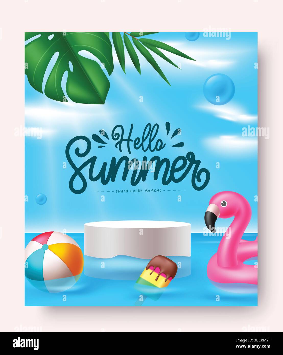 Hello summer greeting text, Hello summer text with Podium and summer ...
