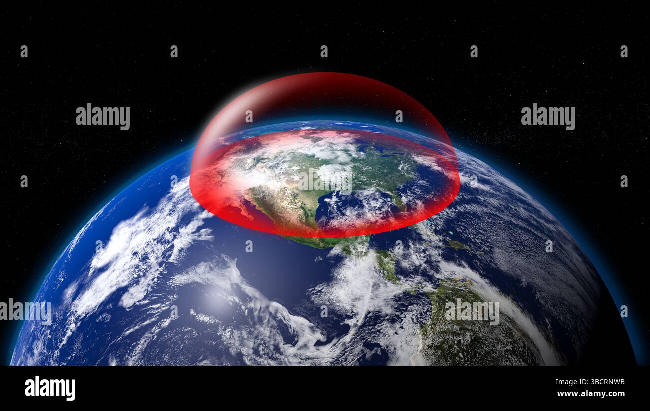 American Dome against missiles - view of Earth from space - 3D ...