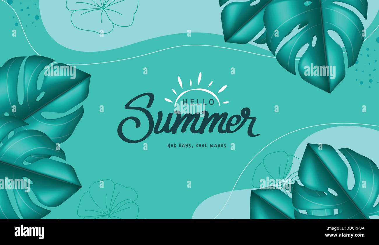 Fresh green Summer background layout banners design. Horizontal poster ...
