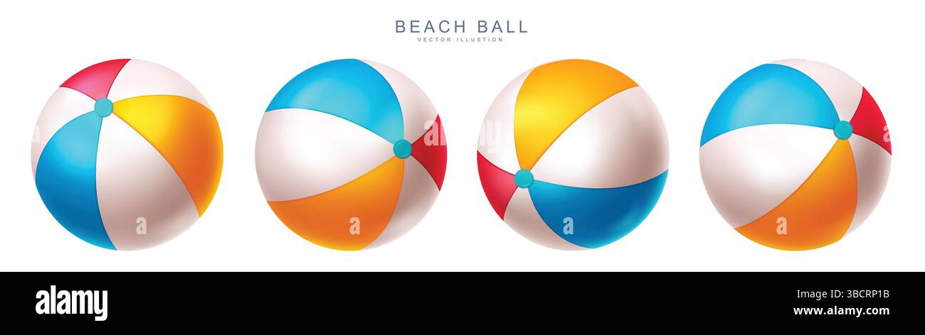 Beach ball vector set. Summer beach ball inflatable element in colorful ...