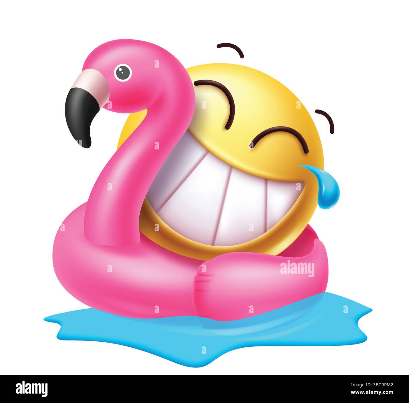 Summer emoji clipart character with floatie isolated in white ...