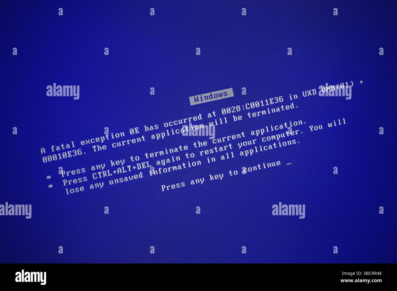 Computer error screen, often referred to as the 'Blue Screen of Death ...