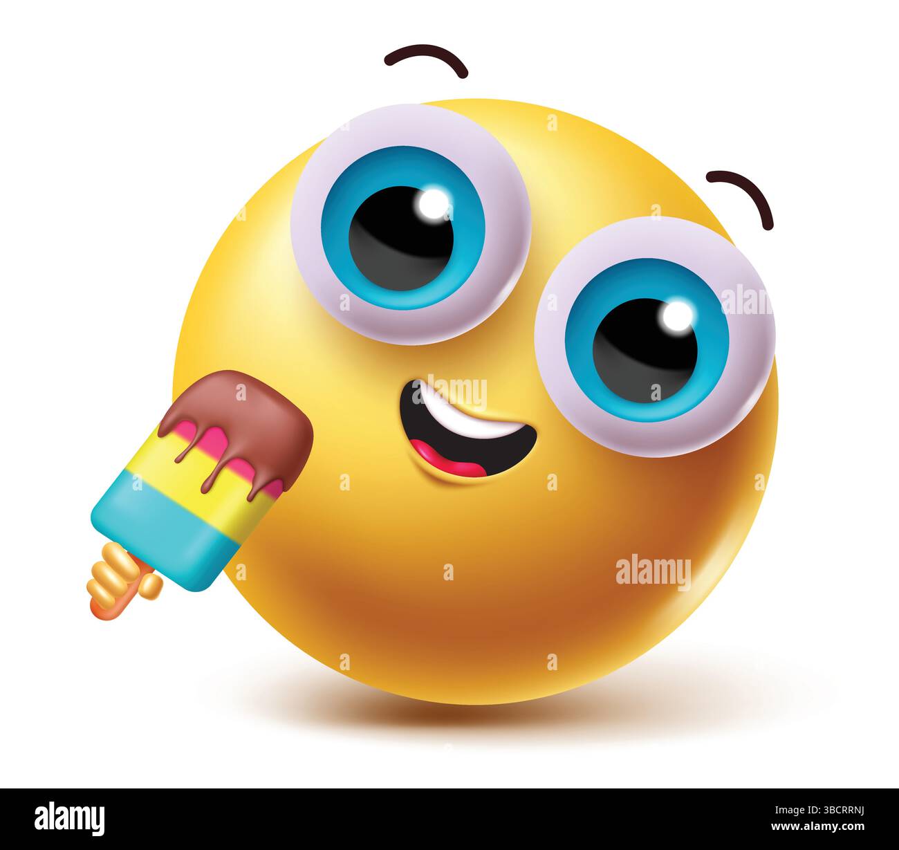Summer emoji clipart character with popsicle isolated in white ...