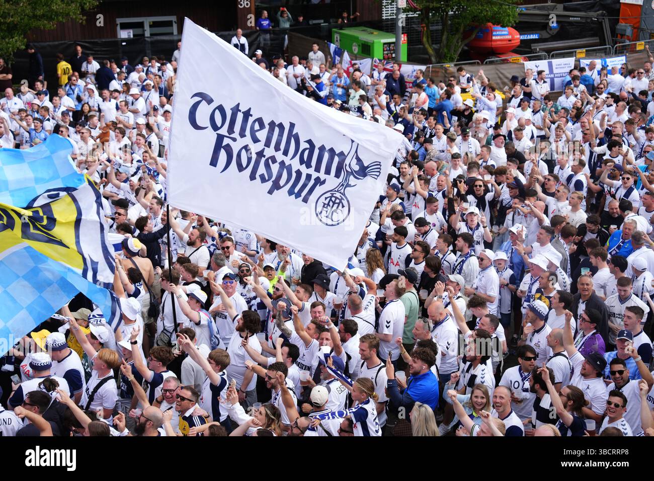 Tottenham Hotspur fans at the Ametzola Park fan zone in Bilbao before ...