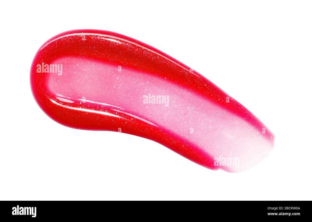 Red lip gloss texture isolated on white background. Smudged cosmetic ...