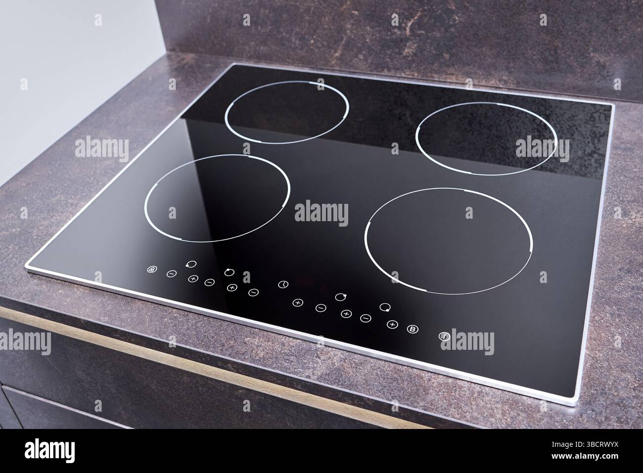 Flat cooktop cooking induction electric built black stove. Grey ...