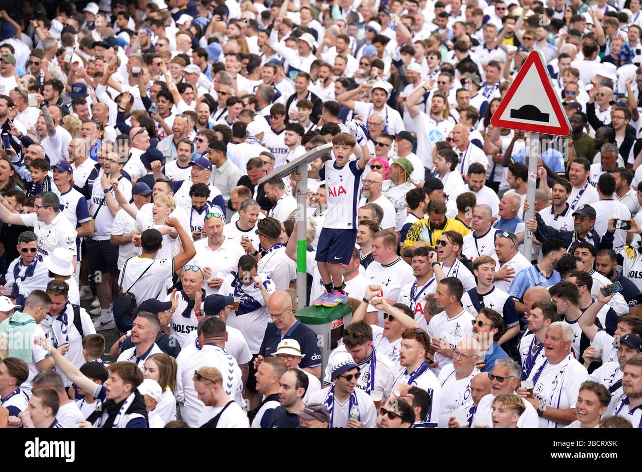 Tottenham Hotspur fans at the Ametzola Park fan zone in Bilbao before ...