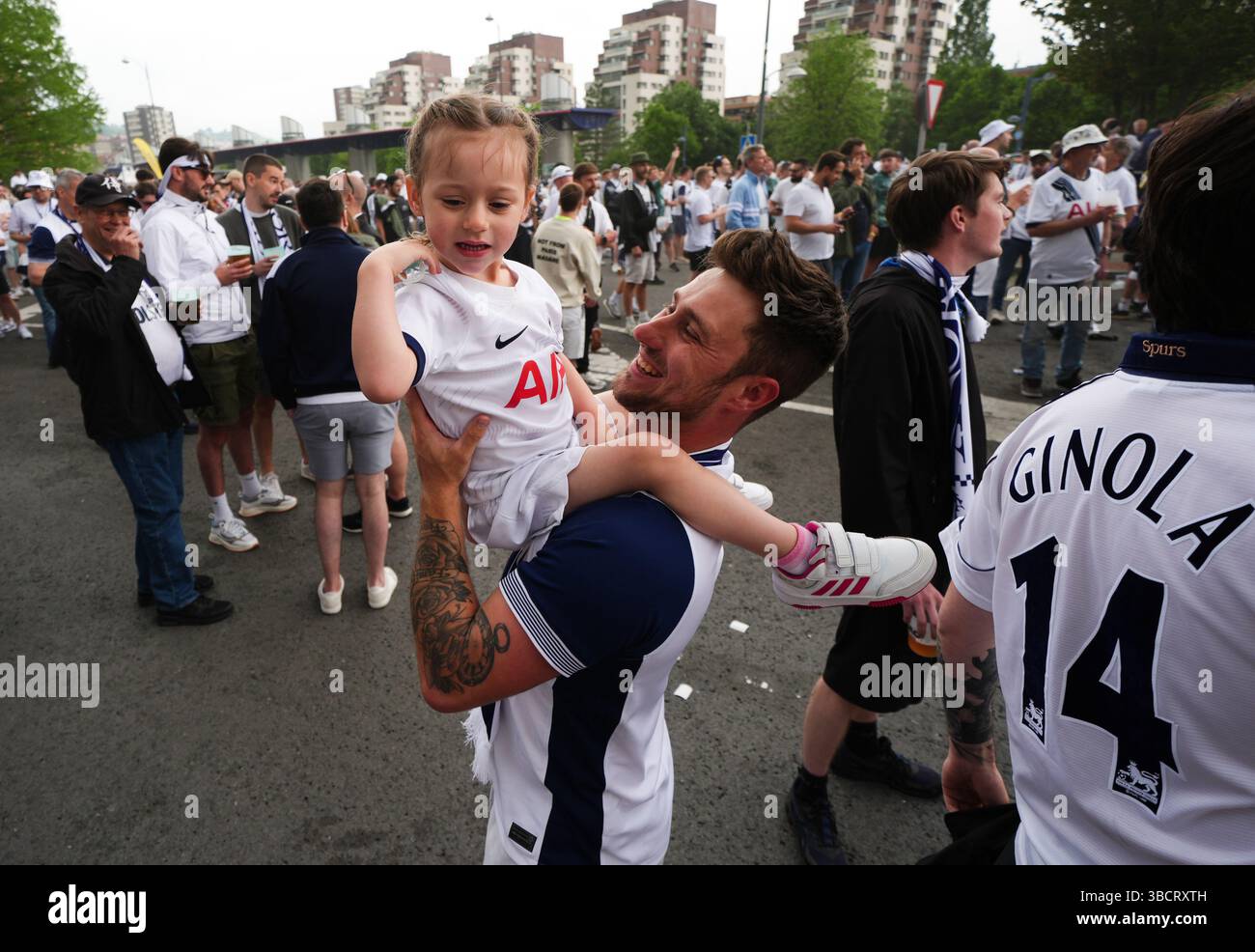 Tottenham Hotspur fans at the Ametzola Park fan zone in Bilbao ahead of ...