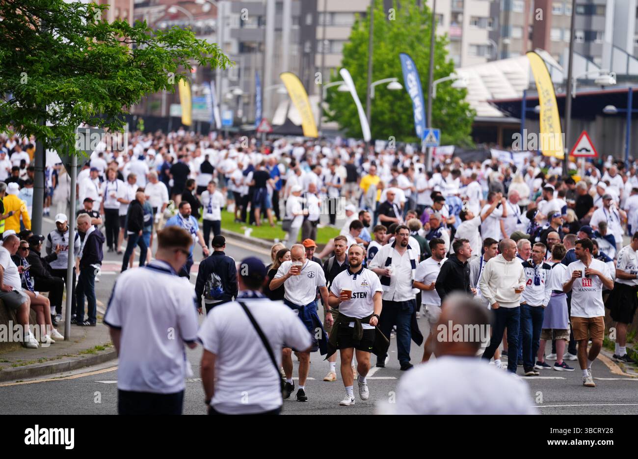 Tottenham Hotspur fans at the Ametzola Park fan zone in Bilbao ahead of ...