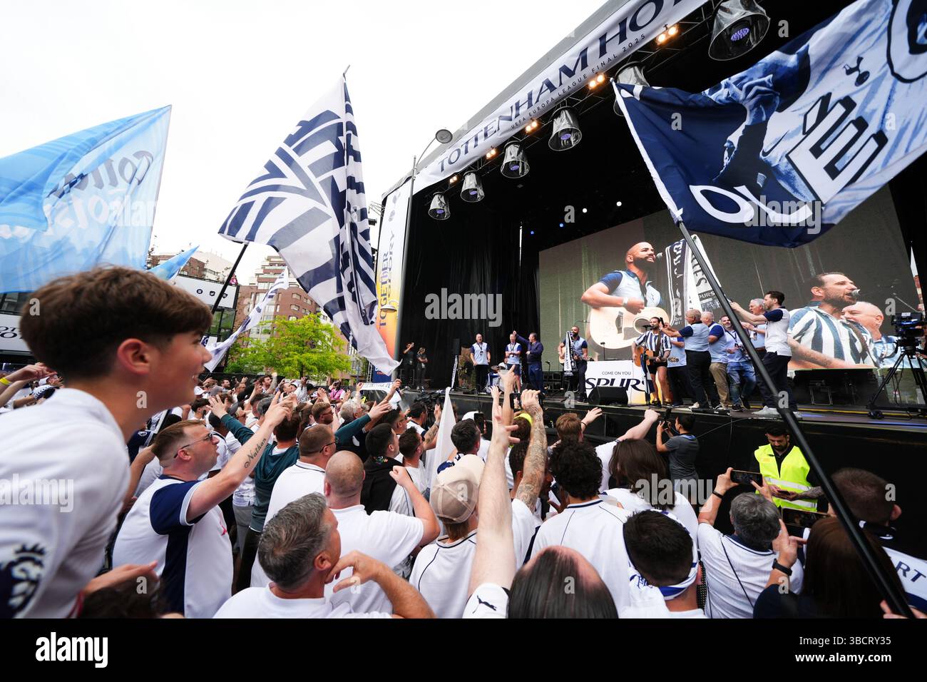 Tottenham Hotspur fans at the Ametzola Park fan zone in Bilbao ahead of ...