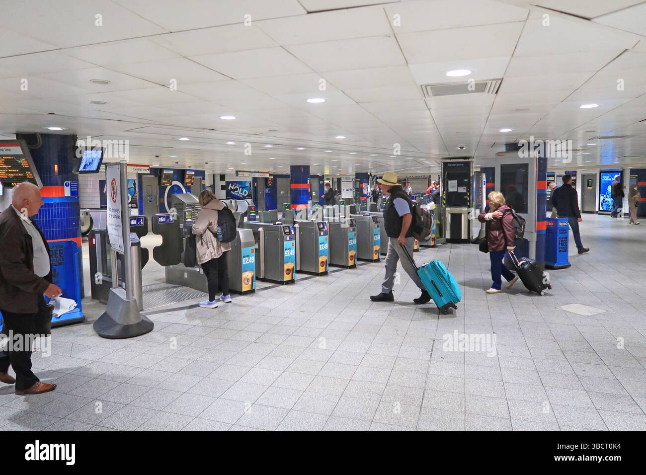 Ticket barriers at Oxford Circus Underground station, London, UK. Shows ...