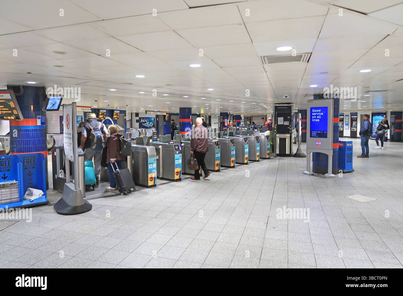 Ticket barriers at Oxford Circus Underground station, London, UK. Shows ...