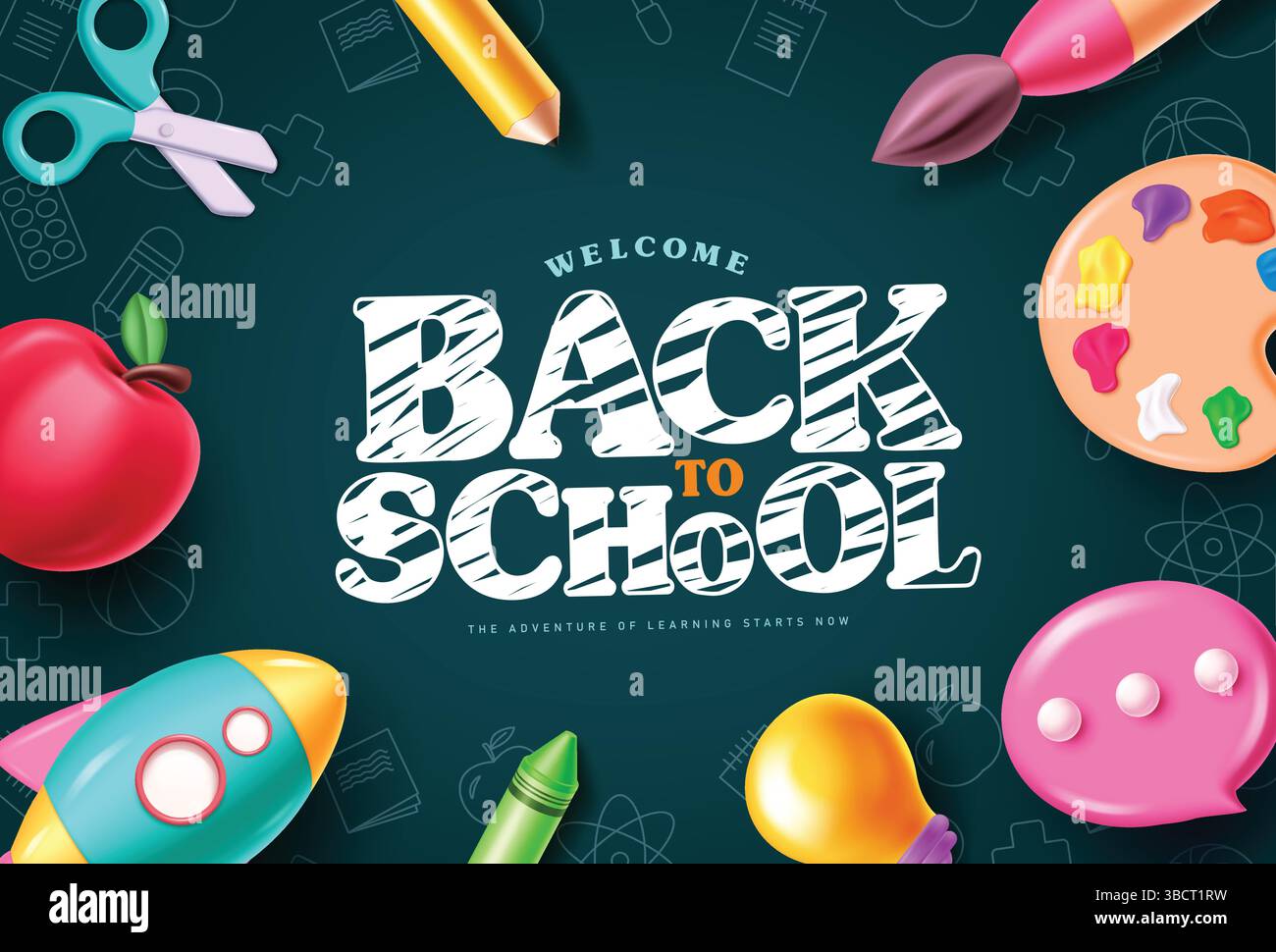 Back to school clipart design. Welcome back to school greeting text ...