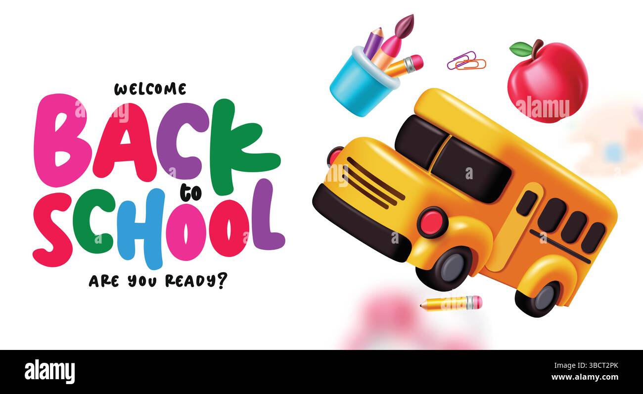 Welcome back to school clipart template. School greeting text with ...