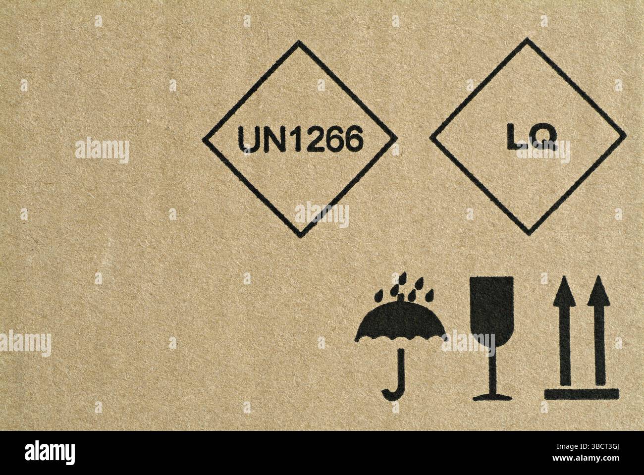 Handling instructions on a cardboard box Stock Photo - Alamy