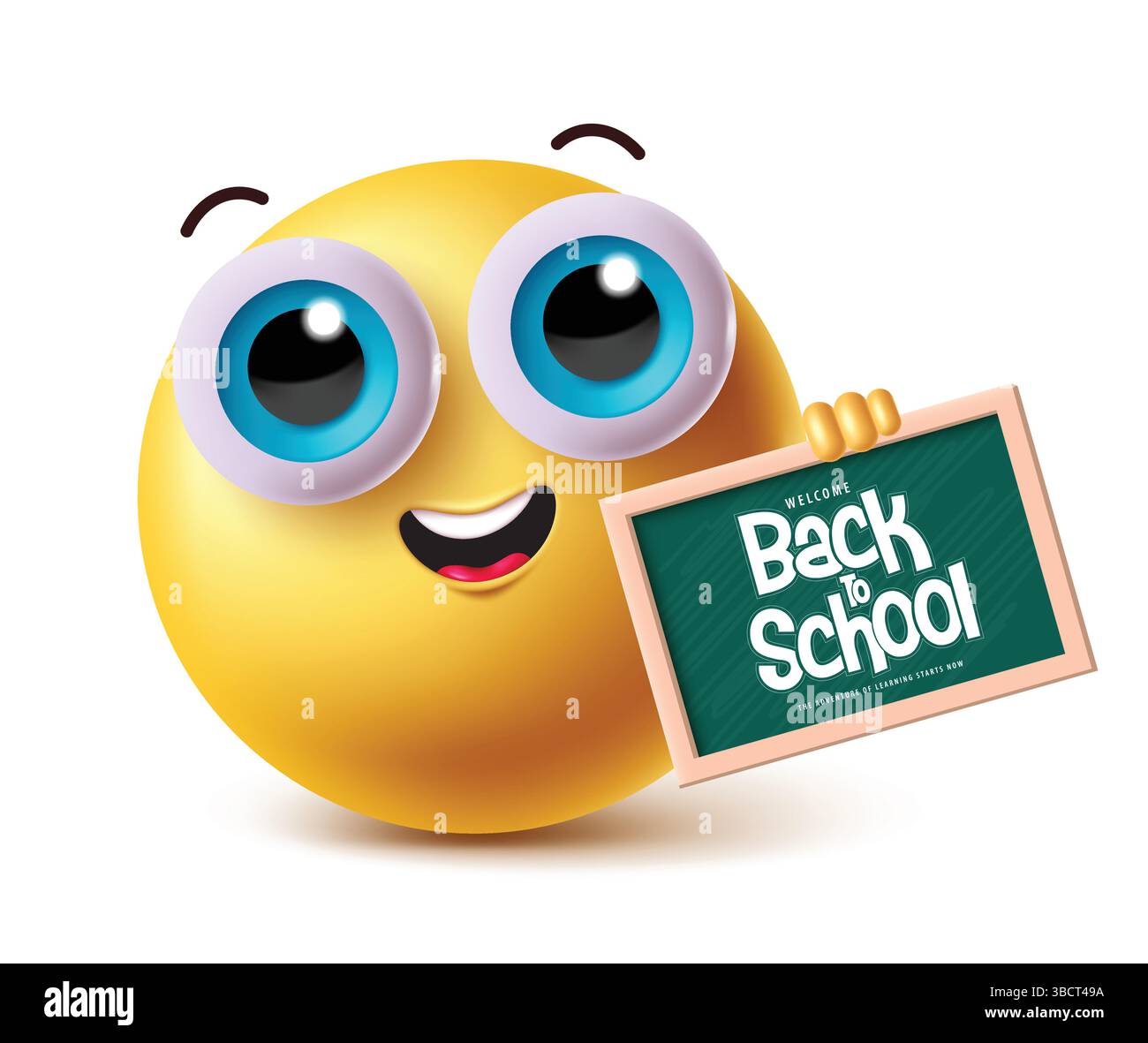 Back to school emoji clipart 3d character. Emoji holding chalkboard ...