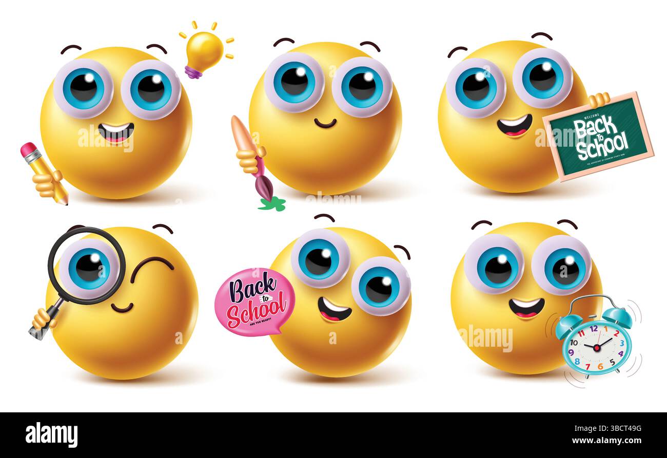 Emoji clipart characters set. Emojis character with back to school ...
