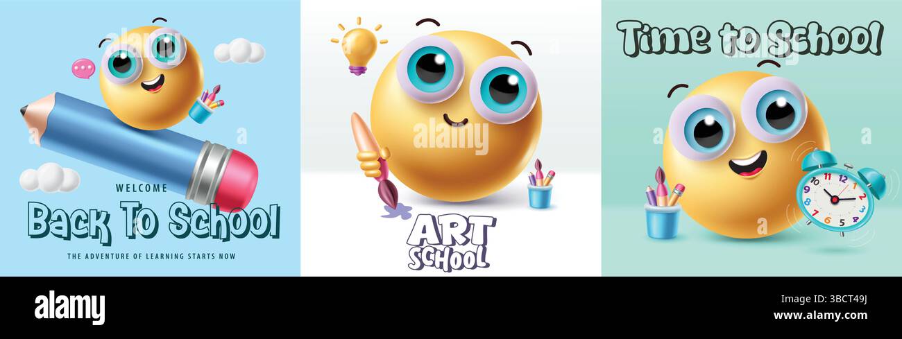 Emoji clipart characters set, Emojis character with back to school ...